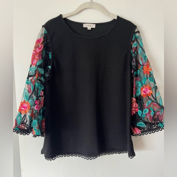 THML | Tops | Thml Blouse Sheer Sleeve With Flower Designs | Poshmark